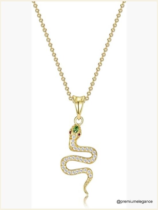 Jewelry | Dainty Snake Pendant Necklace Cubic Zirconia Punk Animal ...